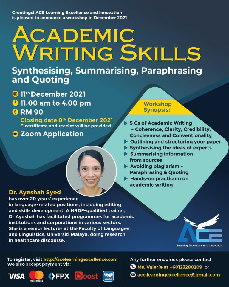 ACADEMIC WRITING SKILLS: SYNTHESISING, SUMMARISING, PARAPHRASING, AND ...